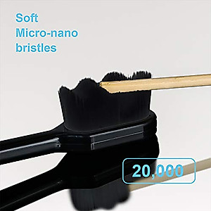Patelai 8 Pieces Soft Toothbrush Micro Nano Extra Soft Bristles Manual Soft Toothbrush with 20,000 Bristles for Teeth Oral Gum Recession Adults Kids Child (Black, White Handle with Black Bristle)