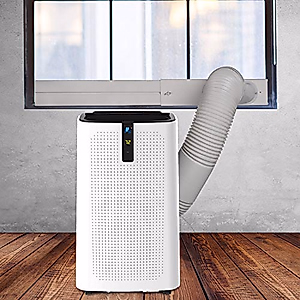 JHS A018-12KR/A 12,000 BTU Portable Air Conditioner 3-in-1 Floor AC Unit with 3 Fan Speeds, Remote Control and Digital LED Display, Cover up to 400 Sq. Ft, White