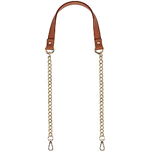 Glamorstar Purse Chain Strap Leather Crossbody Metal Replacement Straps for Shoulder Handbag Clutch Bags Satchels Gold Brown 120cm/47in