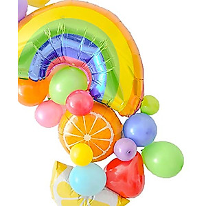 Fruit Balloon Garland Arch Kit-Two-tti Fruity Theme Party Decorations Supplies Mixed Jumbo Watermelon, Pineapple, Rainbow Aluminum Foil Balloons for Sweet Birthday Party, Baby Shower