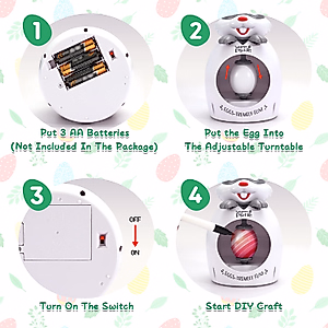 Easter Gifts for Kids, Easter Egg Decorating Kit, DIY Egg Coloring Spinner with 8 Colorful Markers & 6 White Eggs, Bunny Toys for Boys, Basket Stuffers for Girls, Children, Toddlers