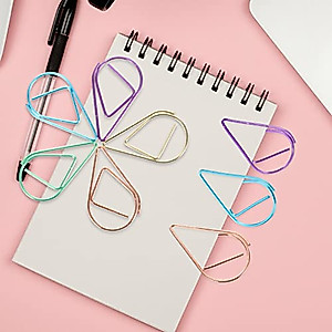 Tofficu Cute Paper Clips 100pcs Teardrop Stainless Steel Drop-Shaped Paper Clips for Office School Supplies Wedding Invitations Crafts Scrapbooking Bookmarks Planners