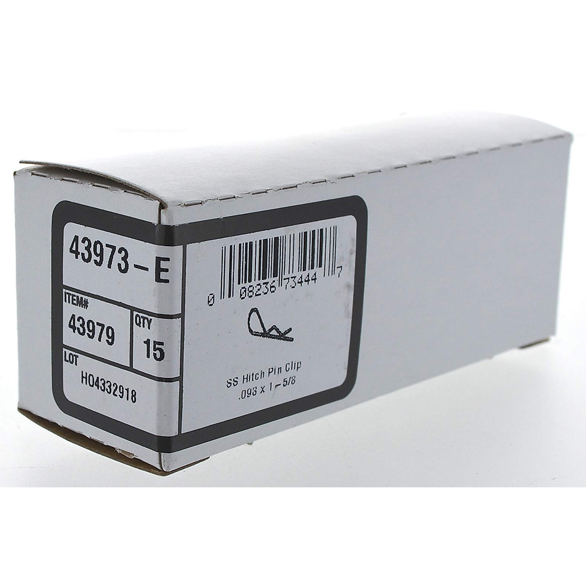 The Hillman Group 43979 .093 X 1-5/8 Hitch Pin Clip, Stainless Steel, 15-Pack