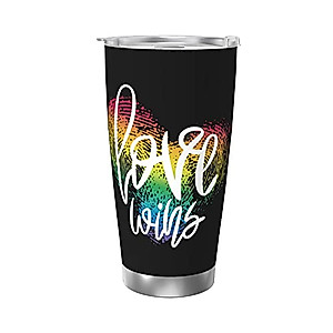 SDERDZSE Lgbtq Pride Month Rainbow Gay Tumbler 20oz Coffee Cup Insulated Tumblers Stainless Steel Tumbler With Lid Coffee Travel Mug For Home Outdoor