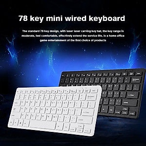 Wired Gaming Keyboard, Universal Mini USB Wired Silent Ultra-Thin 78 Keys Keyboard for Desktop Computer Laptop PC(Black)