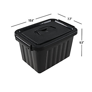 Buyitt 6 Packs Black Storage Bins with Lids, 6 QT Plastic Storage Containers
