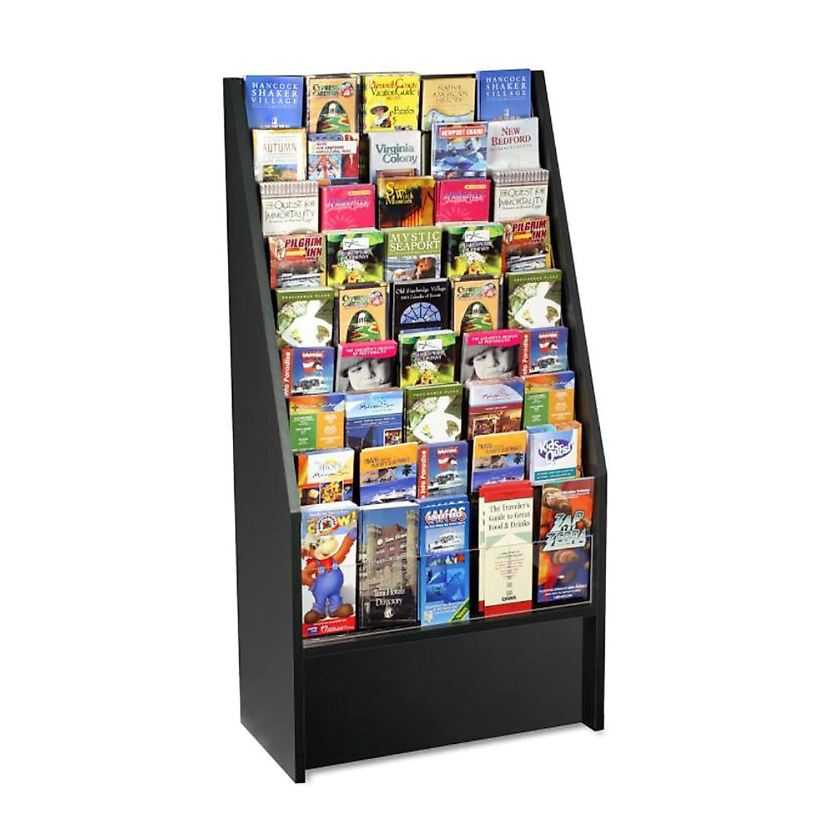 FixtureDisplays® Literature Rack Brochure Holder Leaflet Coupon Stand Greeting Card Rack 9 tier 45 facing Travel Information Kiosk Easy Assembly Video in Description 1453 Black-NF