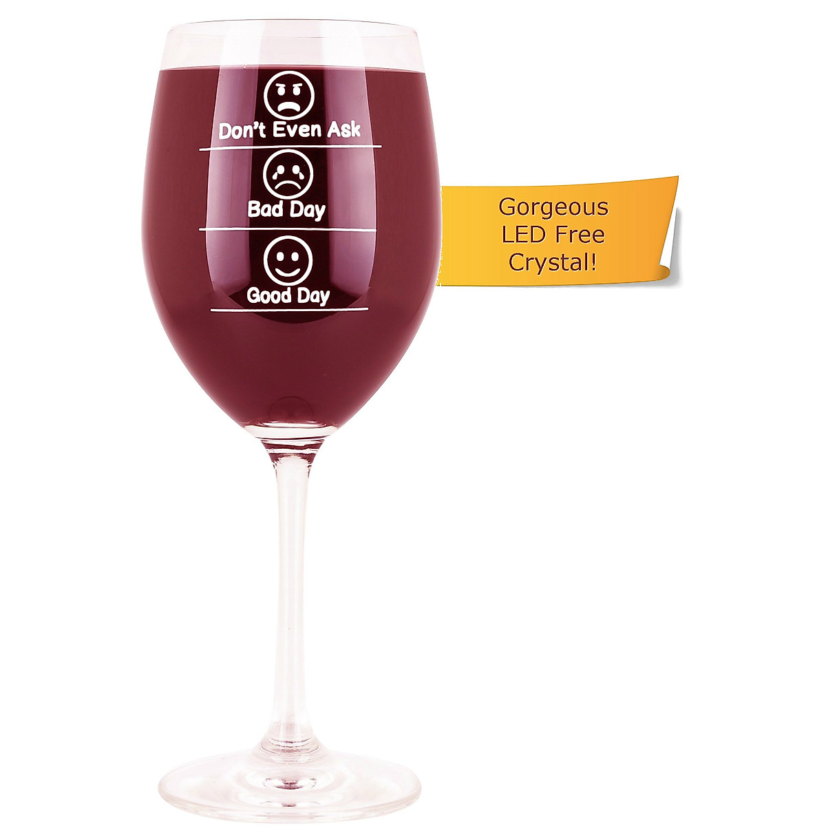 Whimsical Gift World Funny Wine Glass 14 Oz. With Emoji Faces (Don’t Even Ask, Good Day, Bad Day) | Novelty Gag Gifts for Men & Women | For Red & White Wine, Celebrations & Wine Tasting