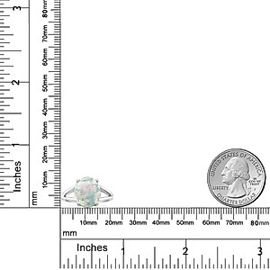 Gem Stone King 925 Sterling Silver White Opal Ring For Women (4.00 Cttw, Gemstone October Birthstone, Oval Cabochon 12X10MM, Available In Size 5,6,7,8,9)