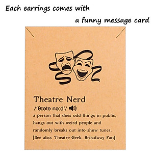 Gzrlyf Comedy and Tragedy Mask Earrings Drop Dangle Earrings Drama Masks Jewelry Theater Gifts (drop dangle earrings)