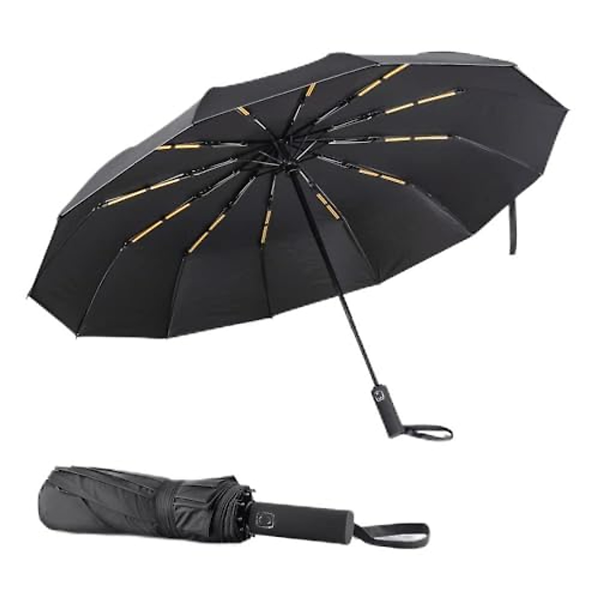 JBM Collapsible Umbrella Large Portable Auto Open Umbrella Compact Travel Umbrella Folding Sun & Rain Protection Windproof Double Reinforced Fiberglass Frame Umbrella for Adults
