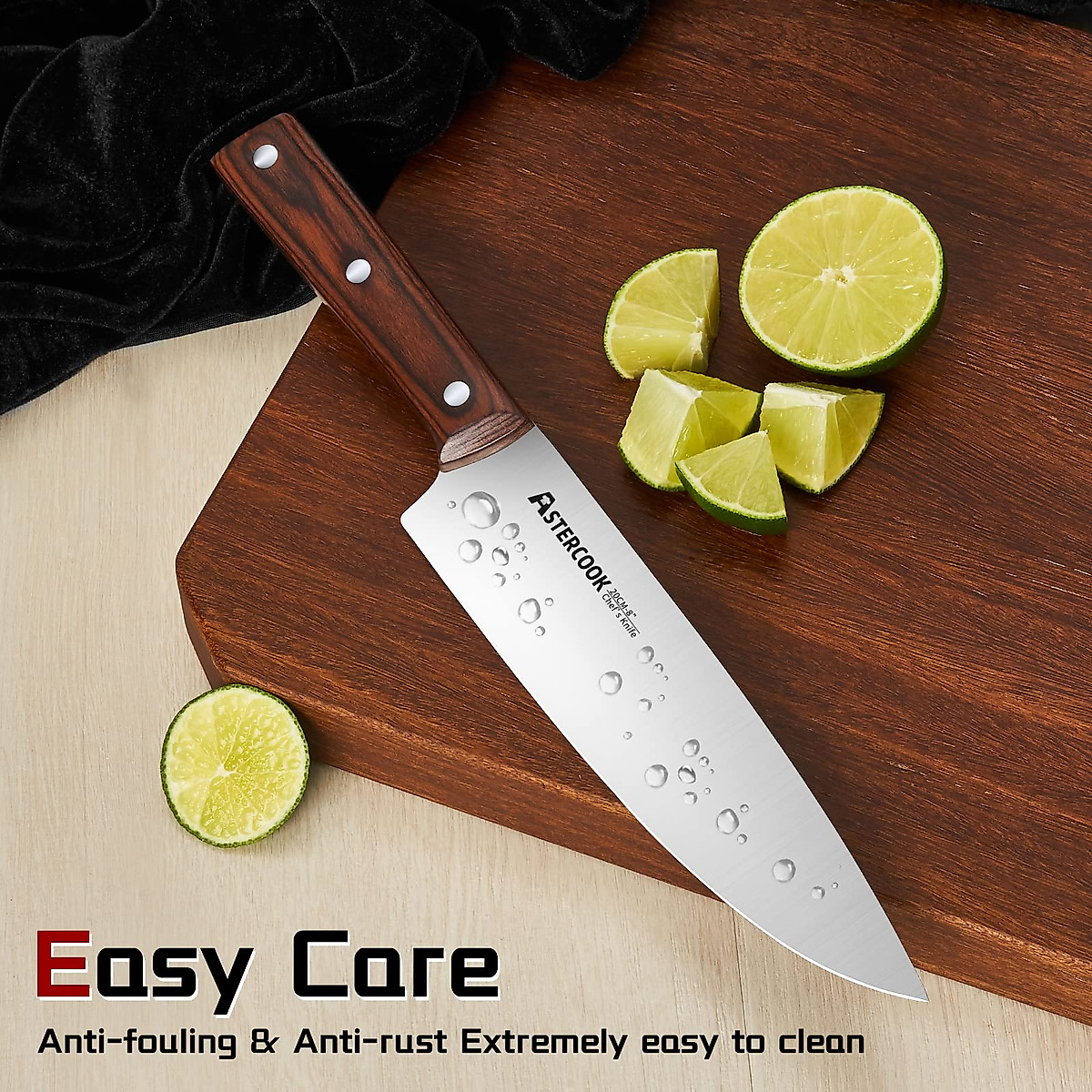 Knife Set, 15 Pieces Kitchen German High Carbon Stainless Steel Knife Set with Red Elm Wood Block, Classic Triple Rivet Chef Knife, Best Gift…