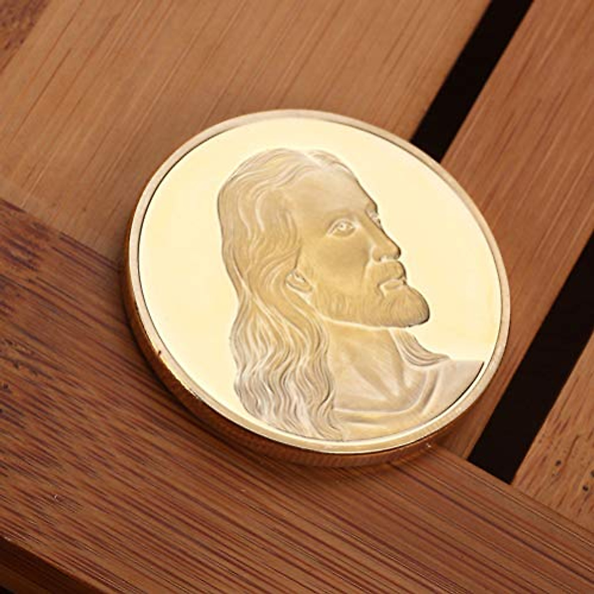 VORCOOL Jesus Commemorative Coin Collection Christ Religion Souvenir Challenge Coin Religious Badge for Easter Party Favor Home Decoration Golden