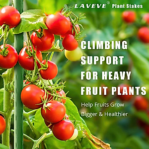 LAVEVE Garden Stakes 36 Inches Heavy Duty Steel Tomato Stakes, Plastic Coated Support Stakes for Securing Trees, Climbing Plants, Cucumber, Beans, 20 Pack