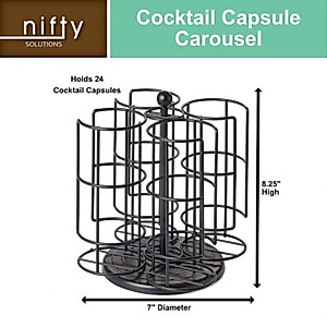 Nifty Solutions Compatible with Bartesian Cocktail Holds up to 24 Capsule Pods, Spins 360-Degrees, Medium (Pack of 1), Black