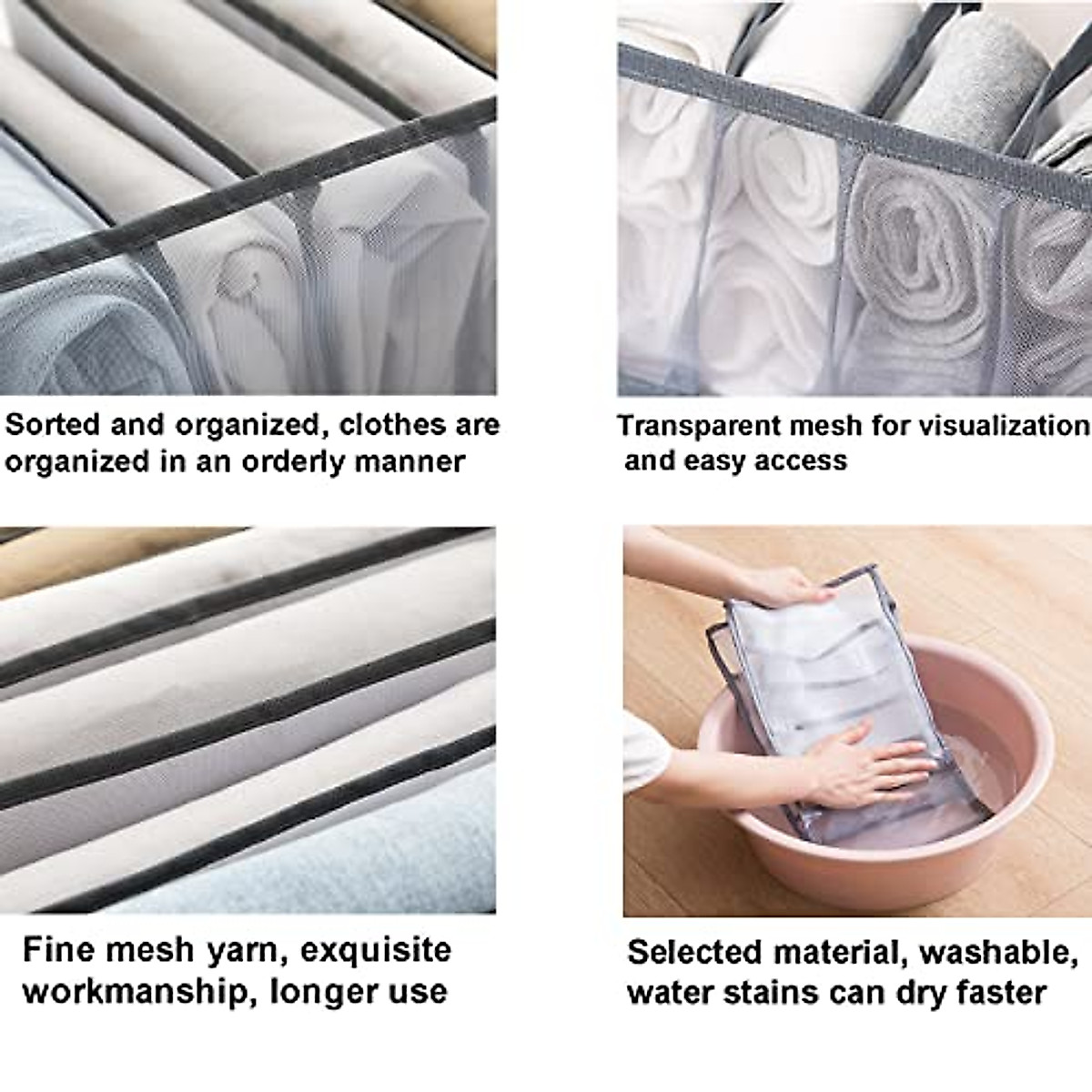 EZBOHO 7Pcs Underwear and Bra Organizer Mesh Drawer Organizers for Clothing Closet Pants Organizers Foldable Storage Box for Socks Jeans Underwear Cabinet Organization