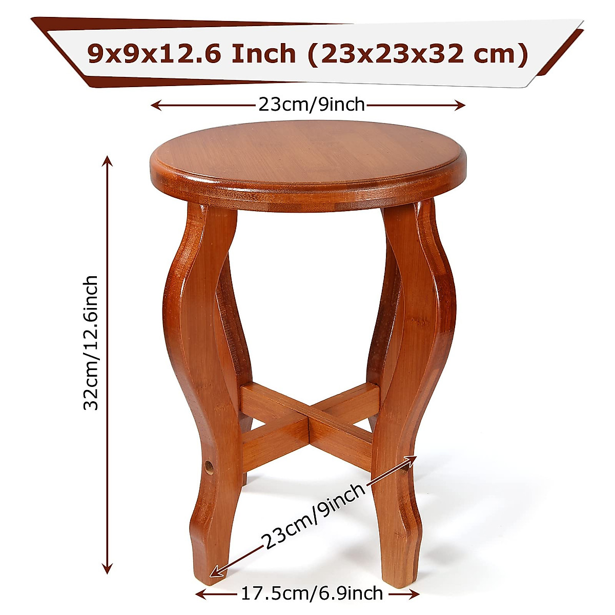QTLCOHD Wooden Stool 9 Inch Small Wood Stool Round Wooden Foot Stool Wooden Step Stool for Kids Adults Bathroom Shoe Changing Bedside