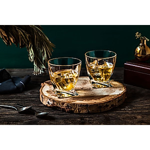 JoyJolt Atlas Crystal Whiskey Glasses, Old Fashioned Whiskey Glass 10.8 Ounce, Ultra Clear Crystal Scotch Glass for Bourbon and Liquor Set Of 2 crystal Glassware