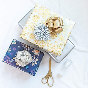 Papyrus Wrapping Paper Rolls for Christmas, Hanukkah, and All Holidays, Snowflakes Print and Metallic Silver (3 Rolls, 62.5 sq. ft.)