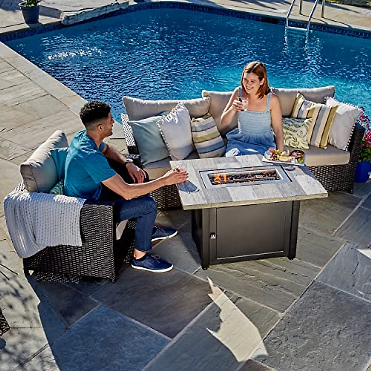 Ashton Gray 40x28” Rectangular Gas Fire Table