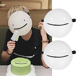Unisex Halloween Dream Mask Anime White Smile Dream Masks Full Face Mask Helmet Cosplay Props Party Accessories, 9 inch