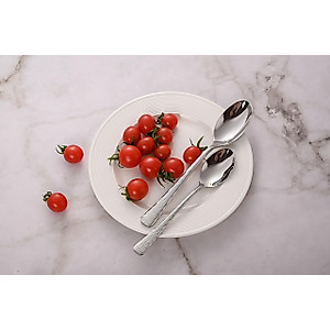 KINGSTONE 4-Piece Dinner Spoons, 18/10 Stainless Steel Soup Spoons Set, 8" Hammered Metal Spoons for Home, Kitchen or Restaurant, Non-toxic & Mirror Polished, Dishwasher(Dinner Spoons Set, 4 PCS)