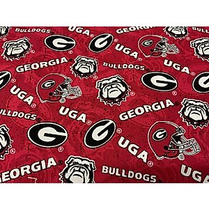 University of Georgia Cotton Fabric with New Tone ON Tone Design Newest Pattern