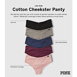 Victoria's Secret PINK Cotton Cheekster Panty Pack, Cheeky Panties for Women, Cotton Underwear, Hipster Panties, Ladies Underwear, Multi (L)