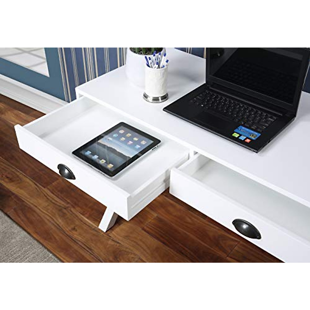 OSP Home Furnishings Washburn Chic Campaign Writing Desk, White