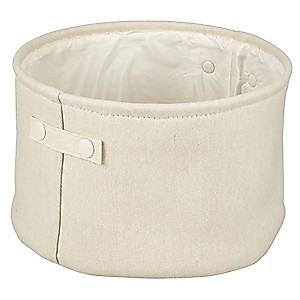 mDesign Soft Cotton Fabric Bathroom Storage Bin with Handles - Organizer for Towels, Toilet Paper Rolls - for Closets, Cabinets, Shelves - Textured Weave - Cream/Beige