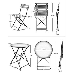 Grand patio 3pc Metal Folding Bistro Set, 2 Chairs and 1 Table, Weather-Resistant Outdoor/Indoor Conversation Set for Patio, Yard, Garden-Black
