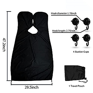 Beard Bib, Beard Apron for Men Shaving and Trimming,Beard Catcher for Shaving, Non-Stick and Waterproof Beard Shaving Cloth with 4pcs Suction Cups and Travel Pouch, Good Gift for Dad/Men(Black)
