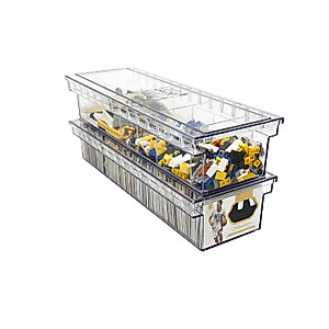BallQube Trading Card Storage Box with Dividers Clear Stackable Storage Box with Dividers Card Boxes for Baseball Cards Trading Card Box for Football Cards Holds 800 Sports Cards