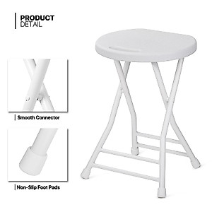 MoNiBloom 18 Inch Set of 6 Plastic Foldable Round Stools for Adults Small Lightweight Chairs for Dorm, Kitchen, Vanity and Outdoor use, 230 lbs Capacity, White