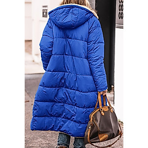 PRETTYGARDEN Womens 2025 Winter Puffer Jackets Long Sleeve Zip Up Sherpa Fleece Coats Outerwear (Royal Blue,Large)