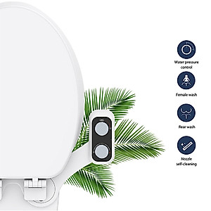 Universal Smart Toilet Bidet Dual Nozzle Design with Knob Switch, Self Cleaning Sprayer for Men, Women, Children, Elderly