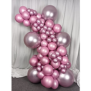 100 Pack Chrome Metallic Pink Balloons Different Sizes 18 12 10 5 Inch KIRIKOU Party Balloons for Birthday Valentines Baby Shower Bridal Wedding Party Decors