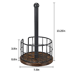 YINMIT Paper Towel Holder Countertop, Standing Paper Towel Roll Holder for Bathroom, Paper Towel Rack with Heavy Duty Wooden Base for Kitchen Counter, Fits Standard or Jumbo-Sized Rolls