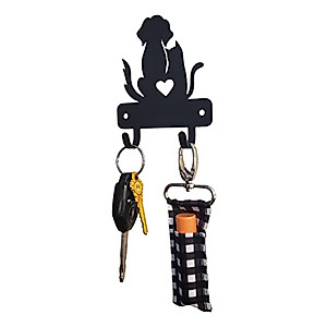 The Metal Peddler Miniature Dog & Cat Love - Key Holder for Wall - Extra Small 3.5 inch Wide - Made in USA