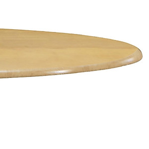 Benjara Giva 40 Inch Round Drop Leaf Dining Table, Top, Pedestal Base, Brown, White