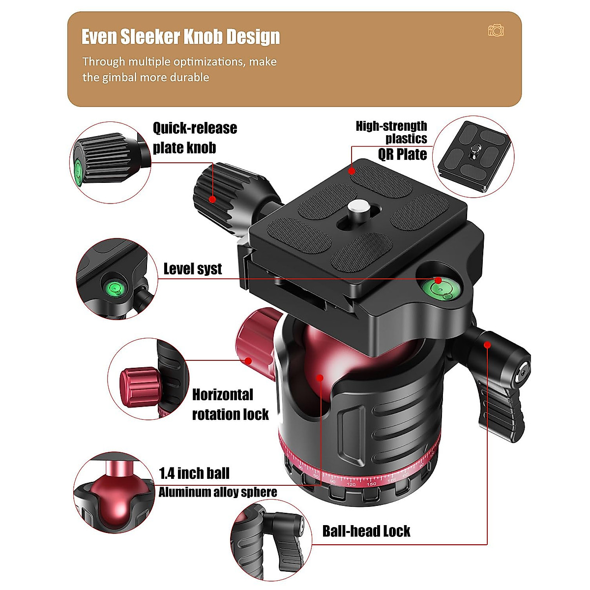 CAMBOFOTO 78"-DSLR-Camera-Tripod, Ball Head Professional Aluminum SLR Photography Tripod & Monopod with Carry Bag Compatible with Canon Nikon Binoculars Laser Telescope (Weight 3.55 Lbs, 33 Lbs Load)