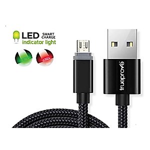 Nook and Nook Color Compatible 10FT LED Charging Sync Data Cable & Pouch (Bundle) Lit Tip Shows Red for Charging & Green for Charged (Cable Will Not Display Charging on Your Tablet Screen)