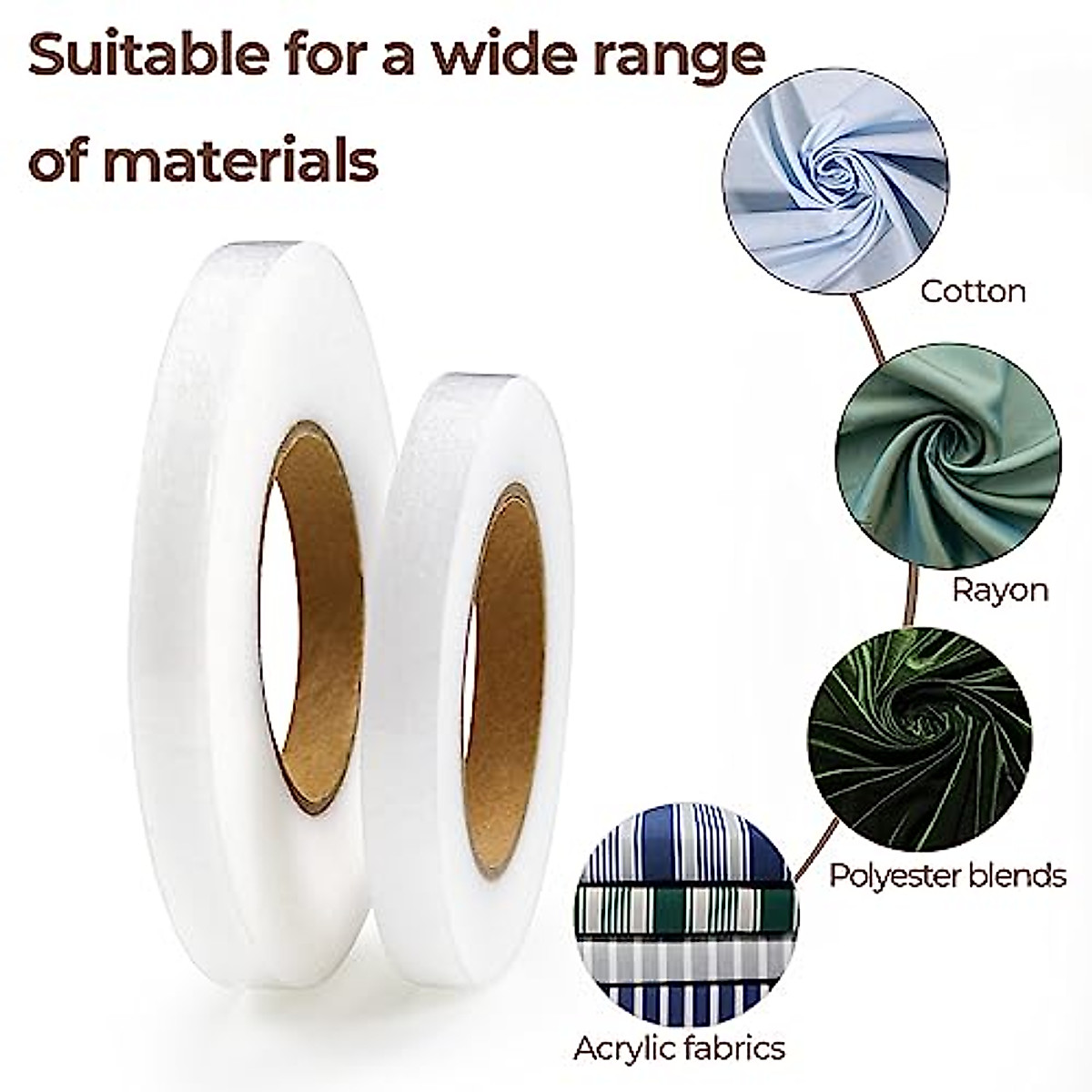 PLANTIONAL 2 Rolls Iron On Hem Tape: 2/5 Inch x 22 Yards Light Weight and Medium Weight Adhesive Web No Sewing Required Perfect for Bonding and Crafting Projects, White