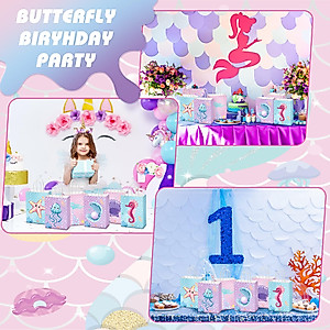 Outus 24 Pcs Mermaid Birthday Party Favor Bags Mermaid Gift Bags Under the Sea Goodie Treat Gift Wrap Bags Kraft Paper Candy Bags for Kids Mermaid Princess Baby Shower Party Supplies