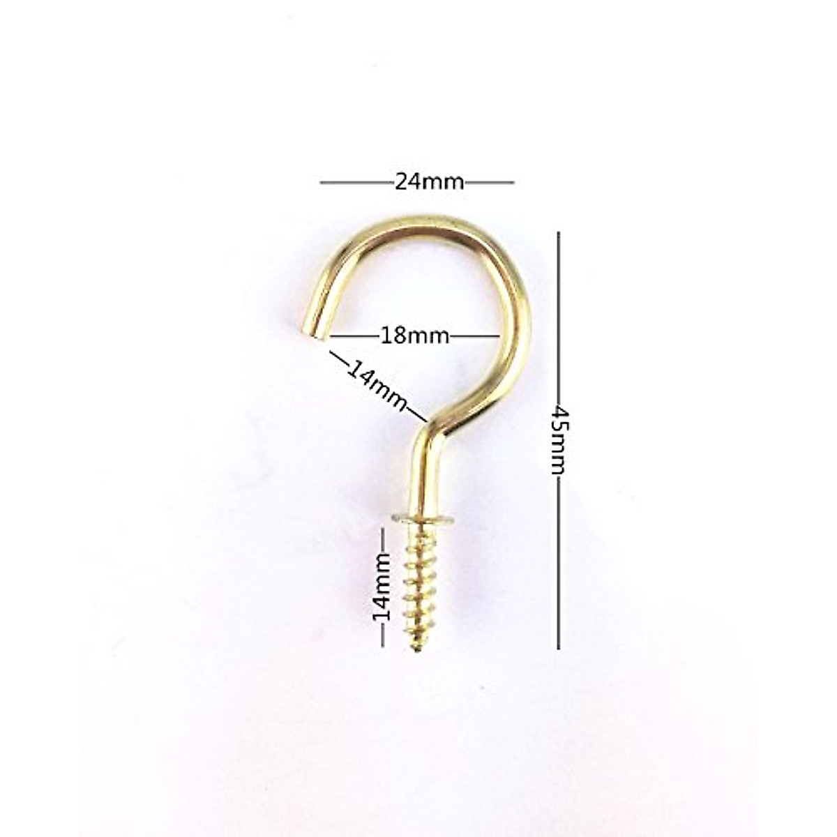 yueton 50pcs Metal Screw-in Ceiling Hooks Cup Hooks (Gold)