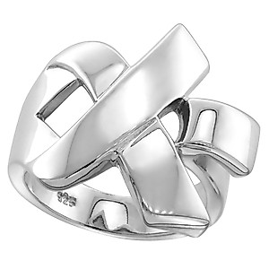 Sterling Silver Breast Cancer Awareness Ribbon Ring Flawless finish 7/8 inch wide, size 10