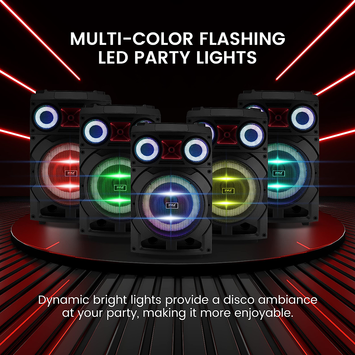 Pyle Portable Bluetooth PA Speaker System - 800W 10” Rechargeable Speaker, TWS, Party Light, LED Display, FM/AUX/MP3/USB/SD, Wheels - Wireless Mic, Remote Control, Tablet Holder Included - PHP210DJT