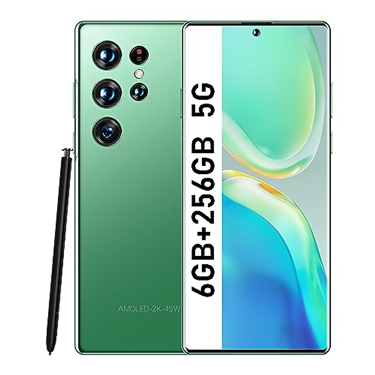 5G 4G Unlocked Cell Phones,6G+256GB Dual Sim Smartphone, C21 Unlocked Mobile Phone with 7.3inch Waterdrop Screen, Android Phone 24+64 MP | 7300mAh | Fingerprint Lock & Face ID | US Version (green)