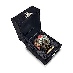 Precious Handicraft Keepsake Butterflies on Rose Floral Globe Style Cremation Urn - 100% Handcrafted Adult Funeral Urn - Solid Affordable Large Urn for Human Ashes, (Black)