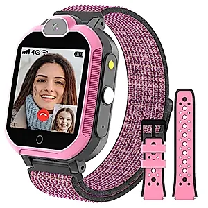 PTHTECHUS 4G Smart Watch for Kids with SIM Card, Kids Phone Smartwatch GPS Tracker, Call, Voice & Video Chat, Alarm, Pedometer, Camera, SOS, Touch Screen WiFi Music Wrist Watch for 4-12 Boys Girls